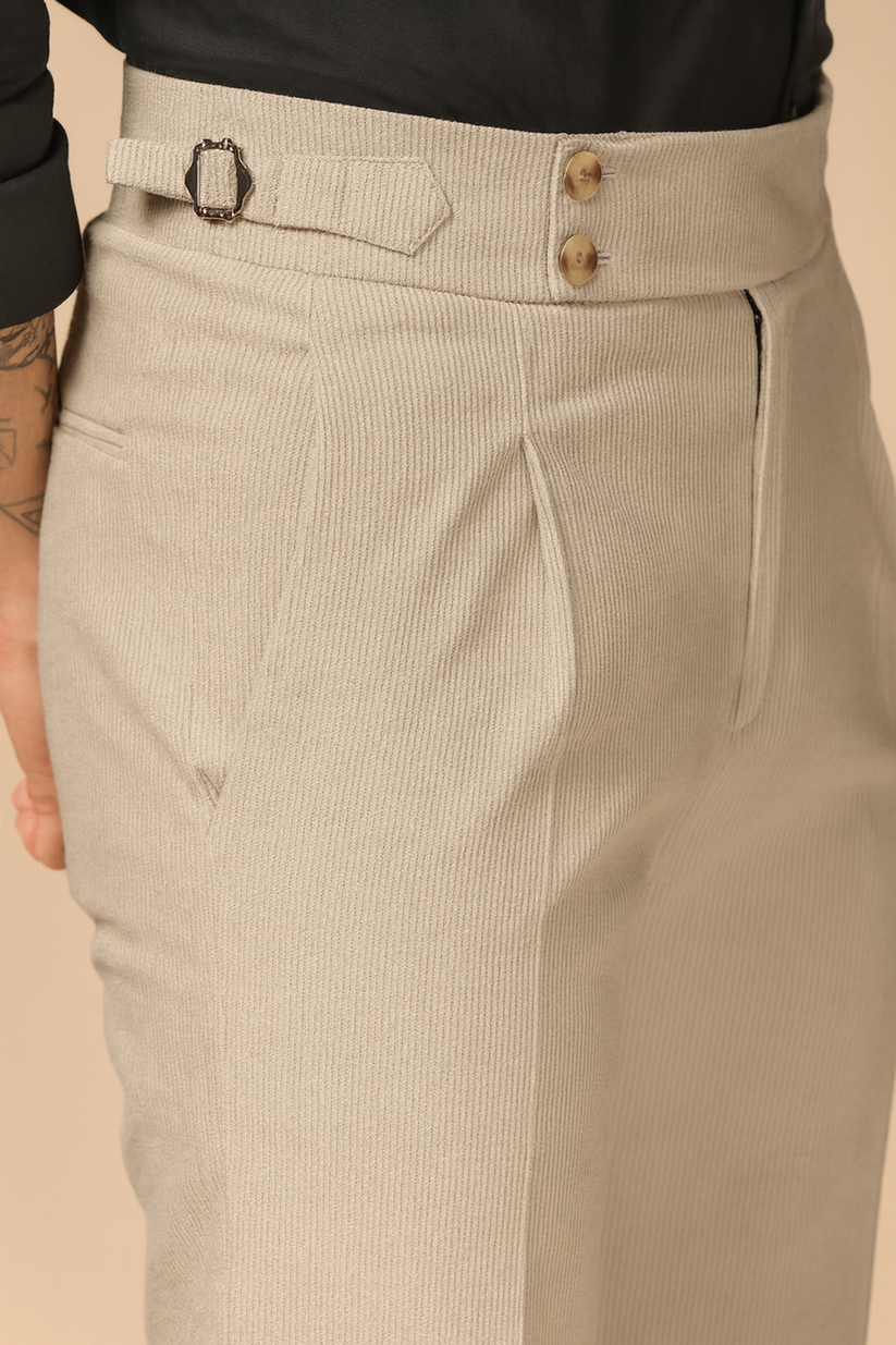 Biege Corduroy Signature Buttoned Gurkha Pants | Boot Cut Fit by ITALI ...