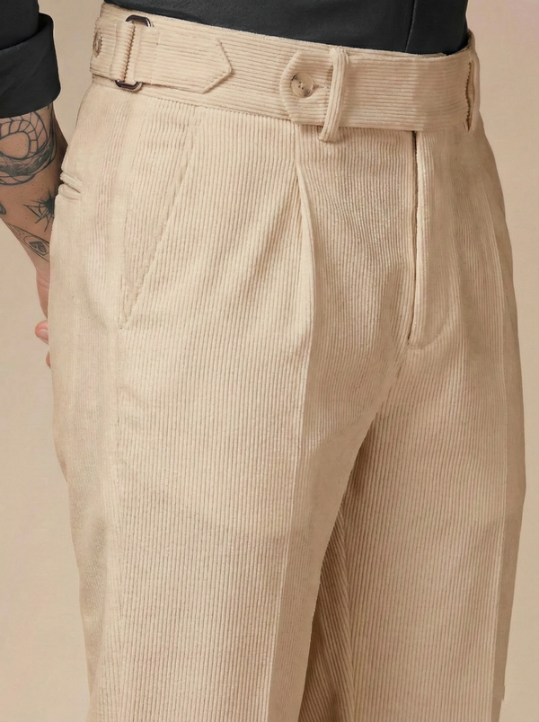 Biege Corduroy Oxford Gurkha Pants | Boot Cut Fit by ITALIAN VEGA ...